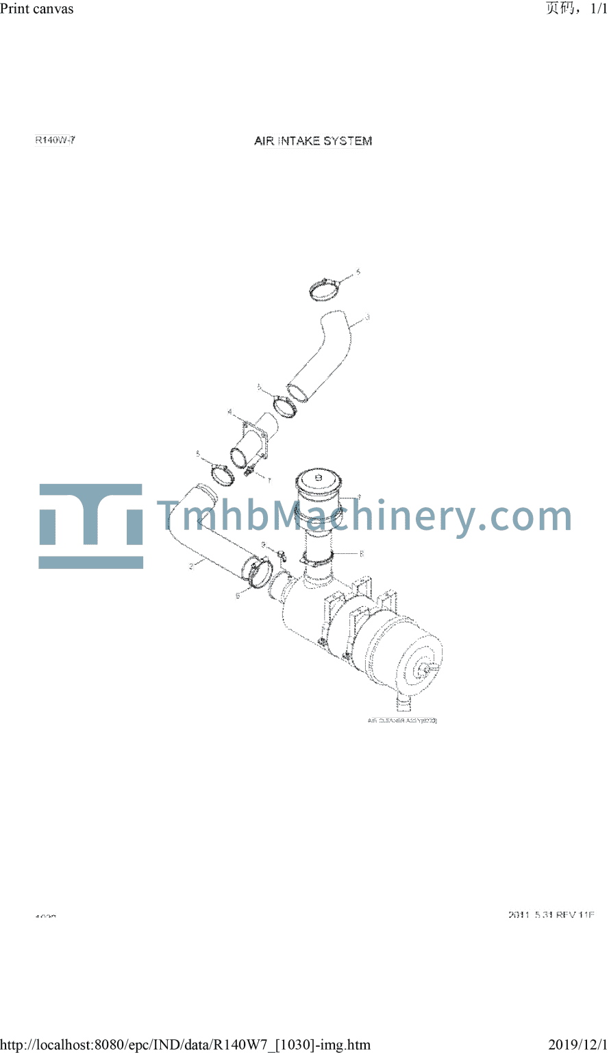 HYUNDAI WHEEL EXCAVATOR R140W-7 MANUAL FOR AIR INTAKE SYSTEM ...