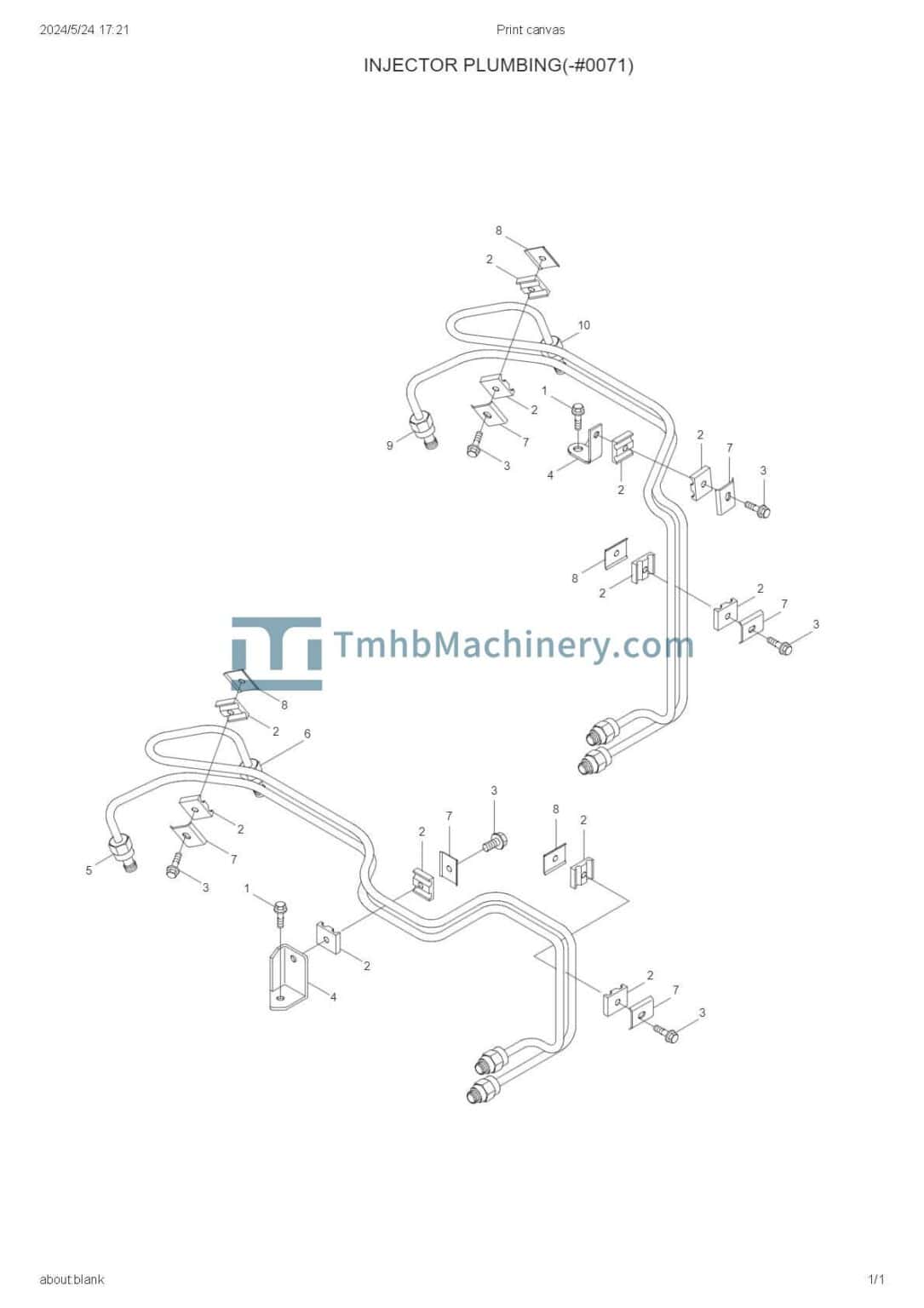 HYUNDAI WHEEL EXCAVATOR R140W-7 MANUAL FOR INJECTOR PLUMBING(-#0071)