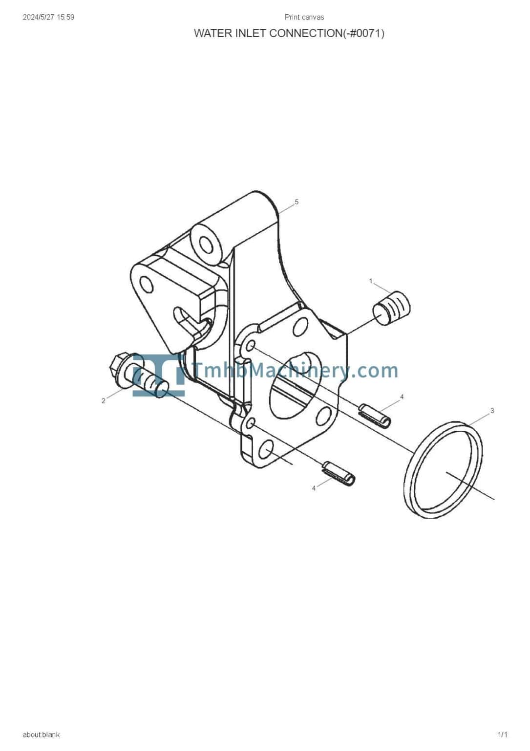 HYUNDAI WHEEL EXCAVATOR R140W-7 MANUAL FOR WATER INLET CONNECTION(-#0071)